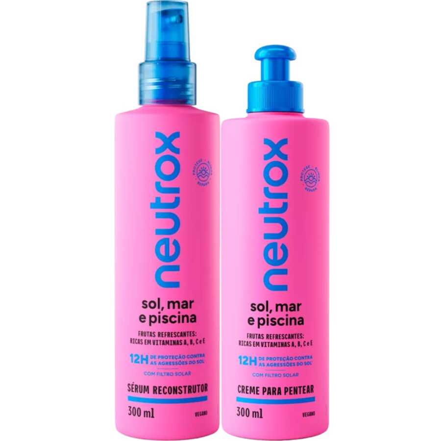 Kit Neutrox Sol, Mar e Piscina Sérum Reconstrutor + Creme para Pentear ...