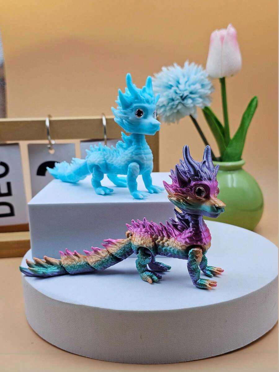 3D Printed Articulated Colorful 4-Legged Dragon, Fidget Active Qilin ...