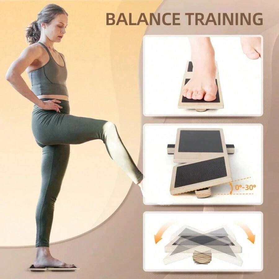 Solid Wood Yoga Trainer Foot Stretching Board Single Leg Balance Board ...