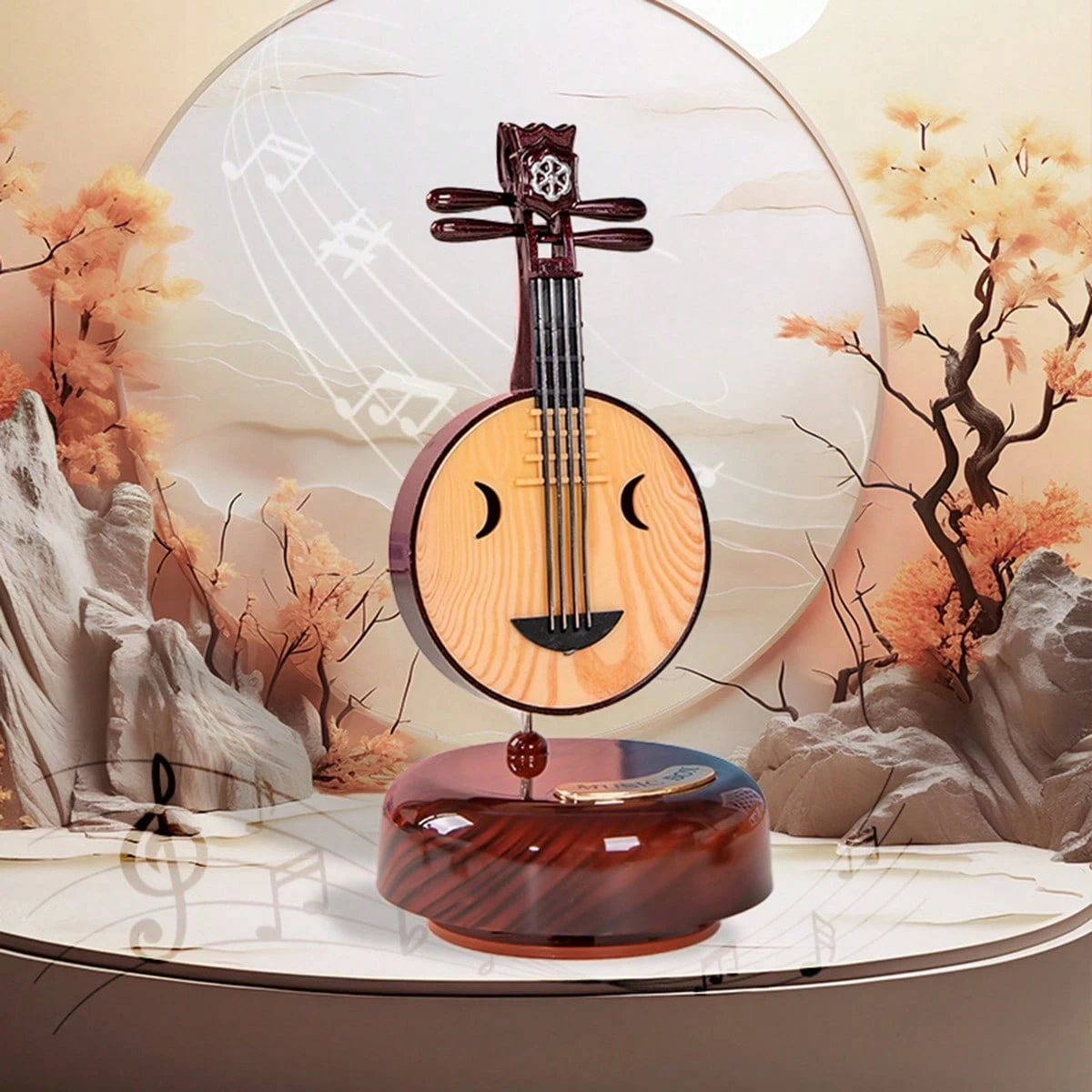 1pc Vintage Creative Moon Harp Rotating Music Box, Living Room Decor ...