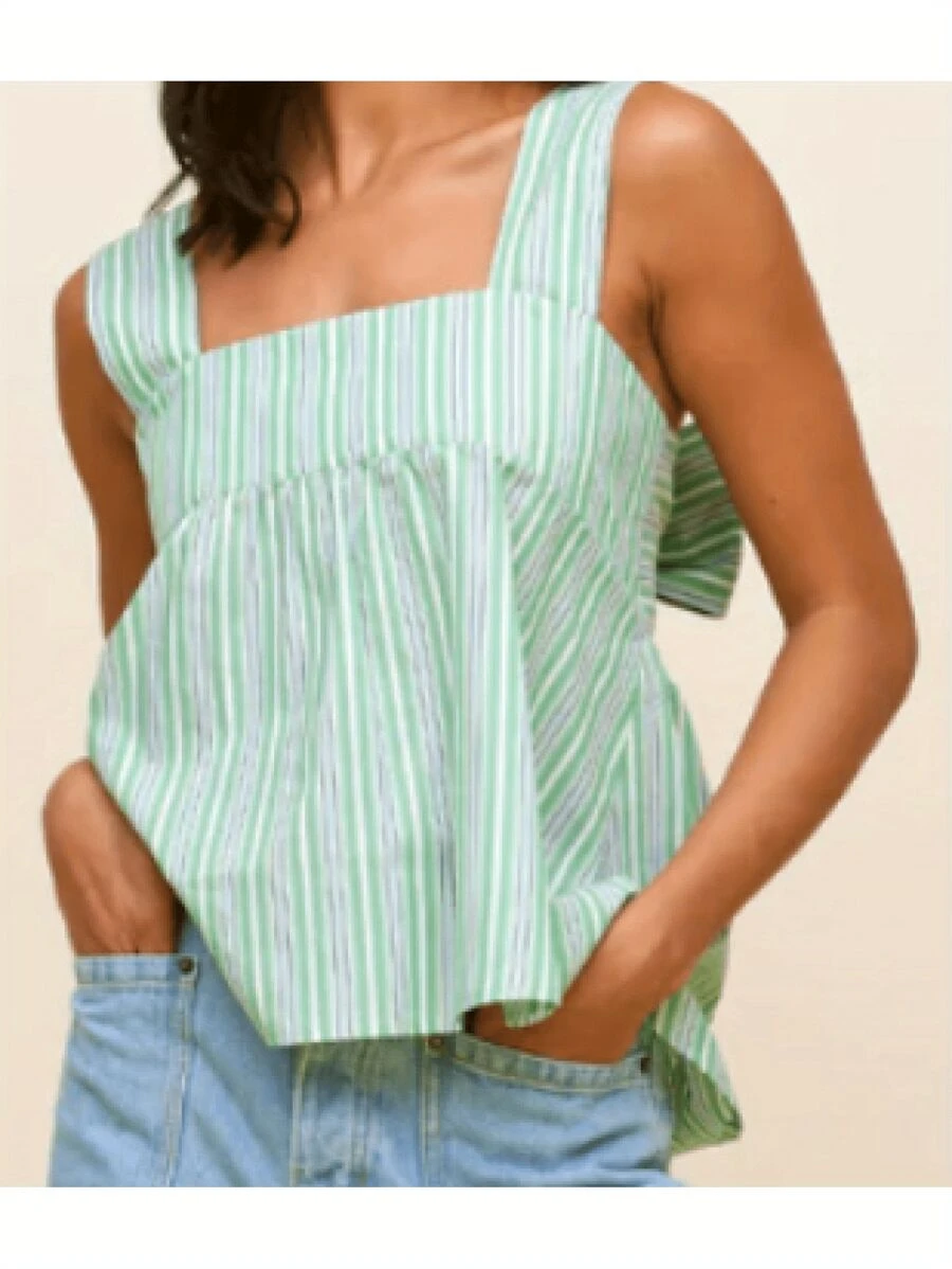 Women Y2k Going Out Tank Tops Gingham Square Neck Peplum Cami Tank ...