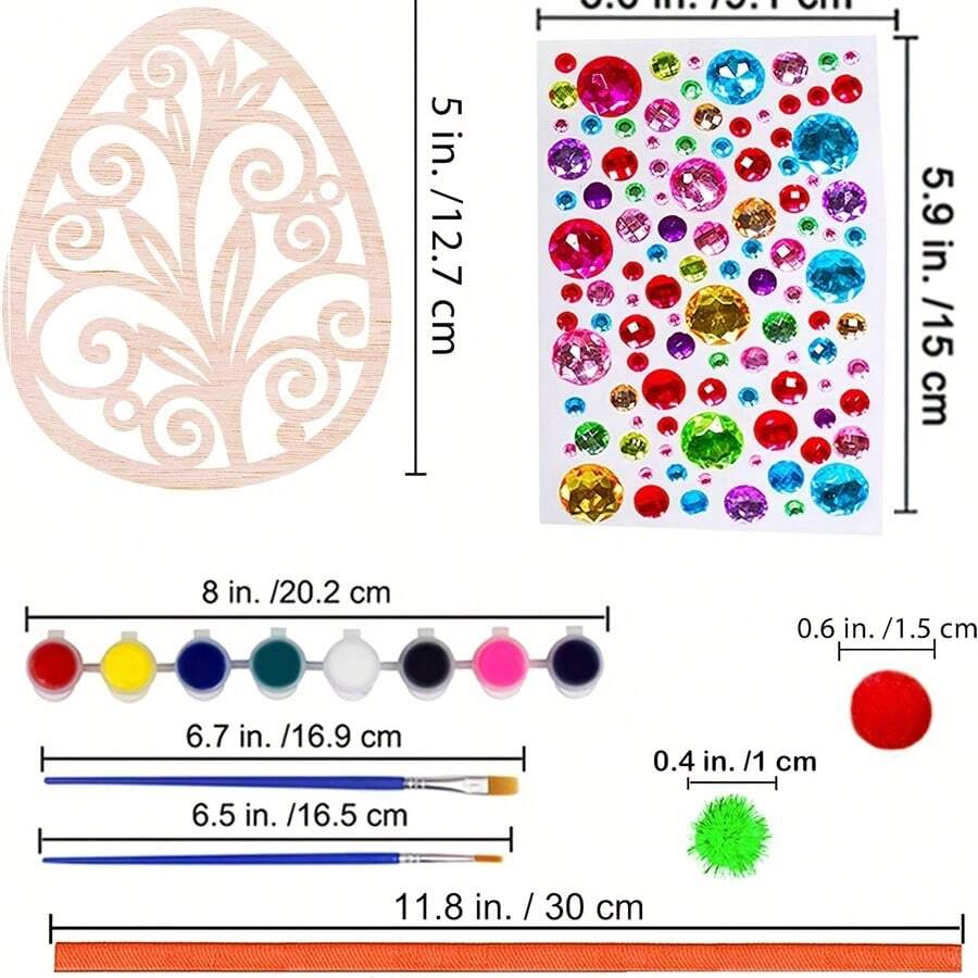 12 Pieces DIY Wooden Easter Egg Craft Kit - Create Your Own Easter Egg ...