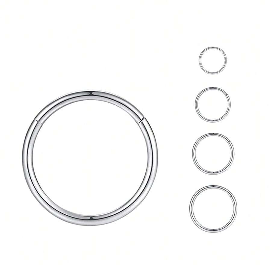 1pair 16G Surgical Stainless Steel Hinged Nose Ring Hoop Clicker Septum ...