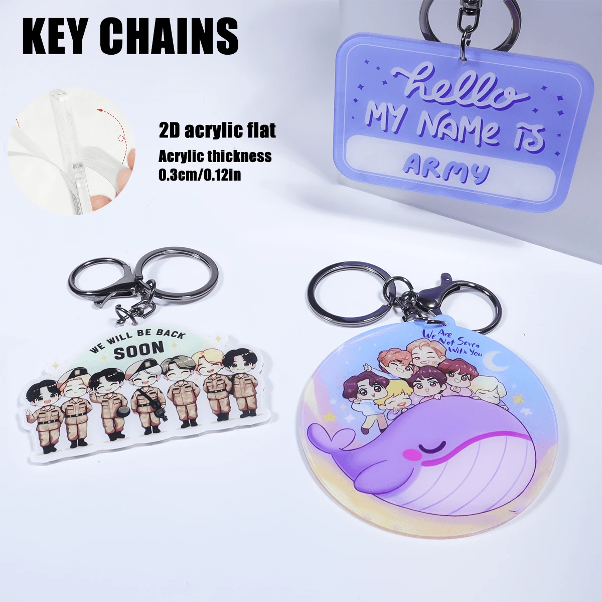 KOREA INS STYLE Acrylic KEY CHAINS, Kpop'Fans Art' Pattern ,Car ...