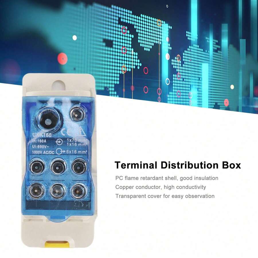 Heavy - Duty DIN Rail Power Junction Box: 1000V, 160A For Electrical ...