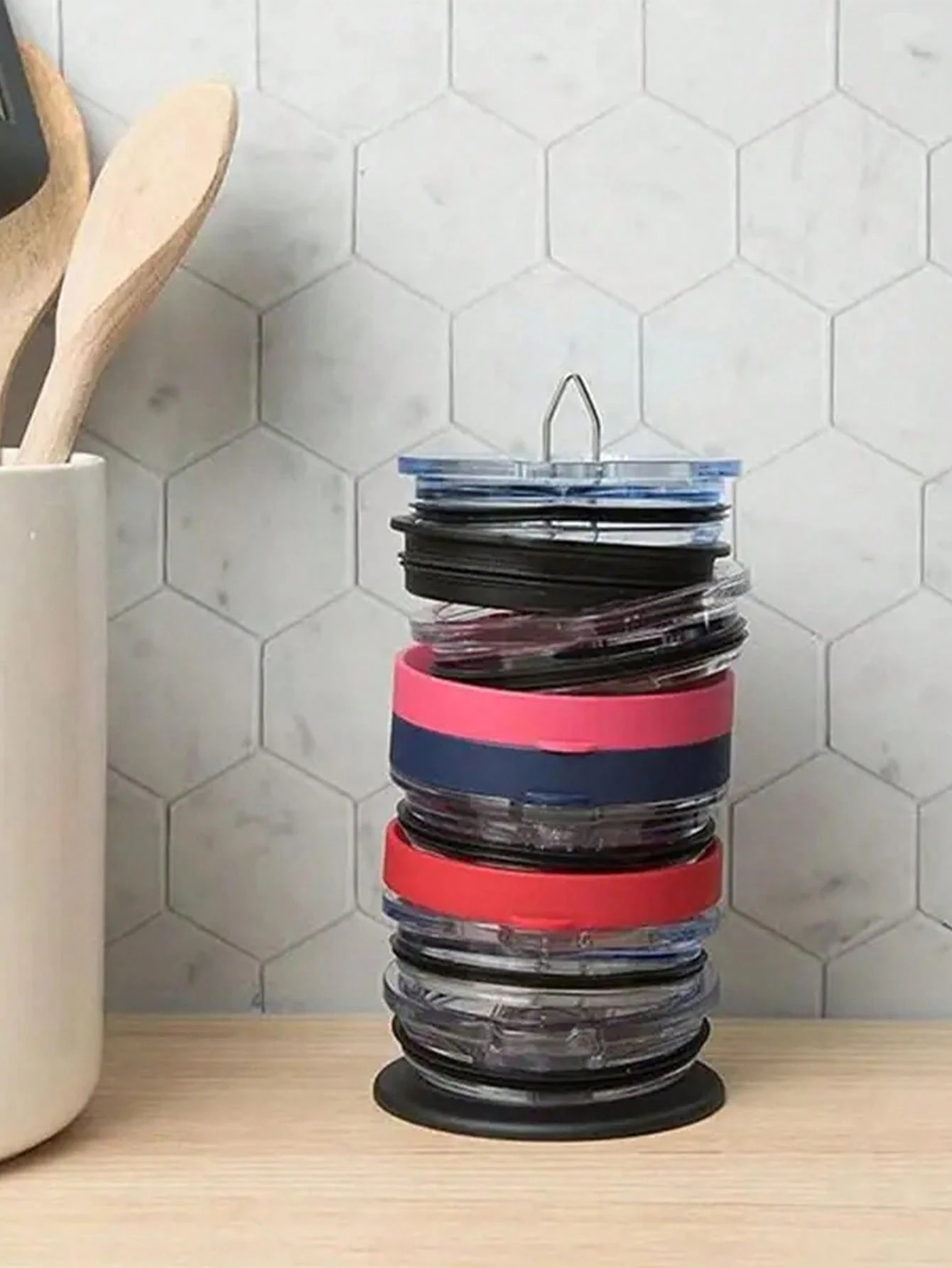 1pc Black Space Saving Kitchen Lid Organizer Rack - No Drill Vertical ...