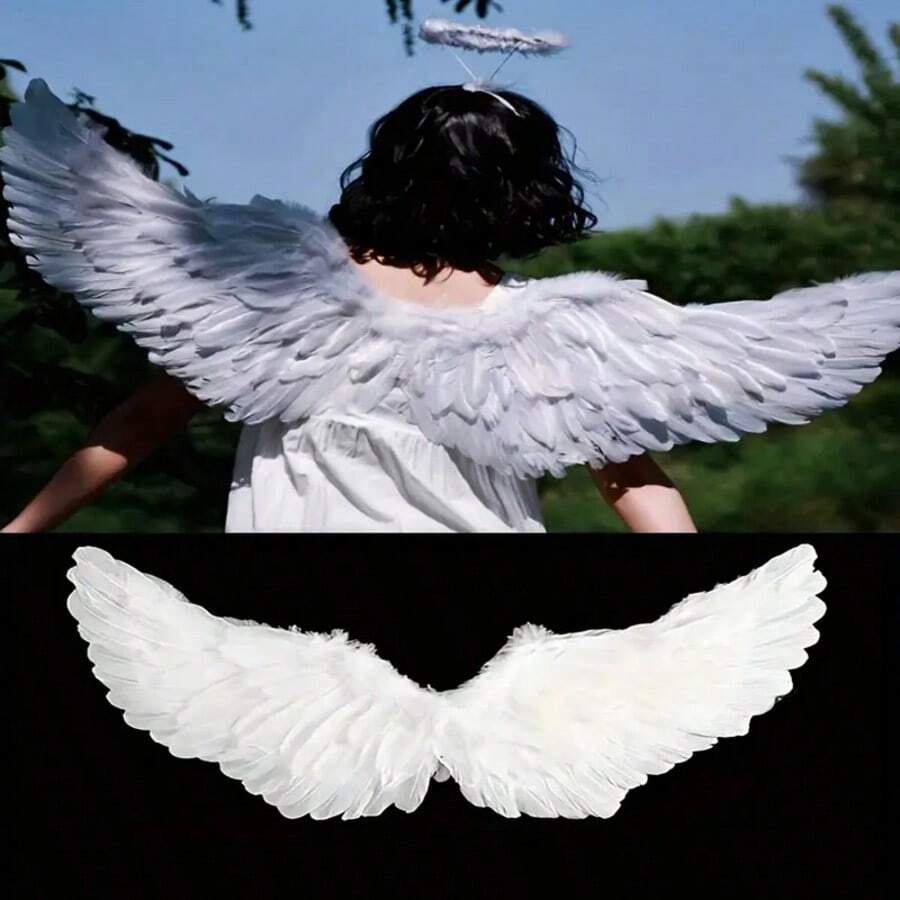 Elegant White Angel Wing Set - Perfect For Cosplay, Halloween, Birthday ...