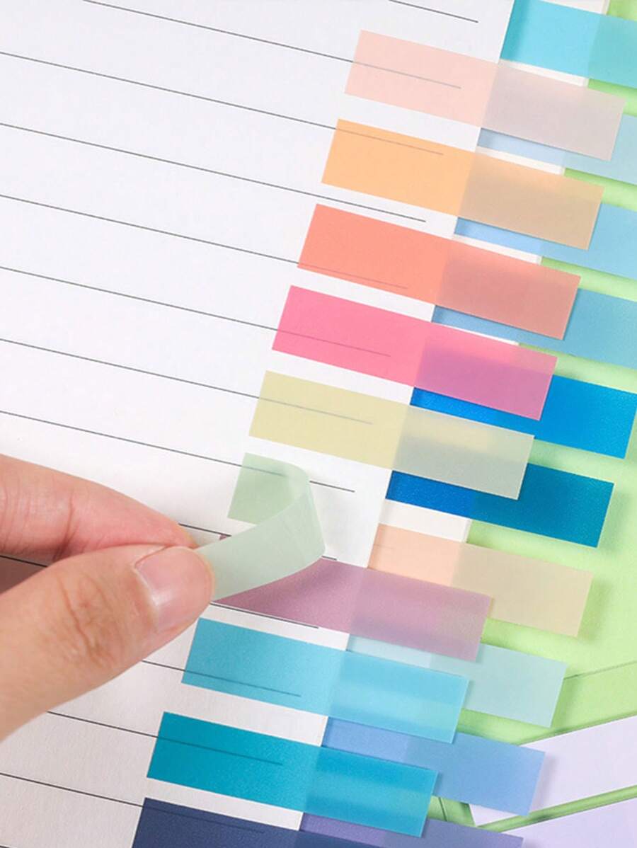 200pcs Transparent Self-Adhesive Sticky Notes, Morandi Color Coded ...