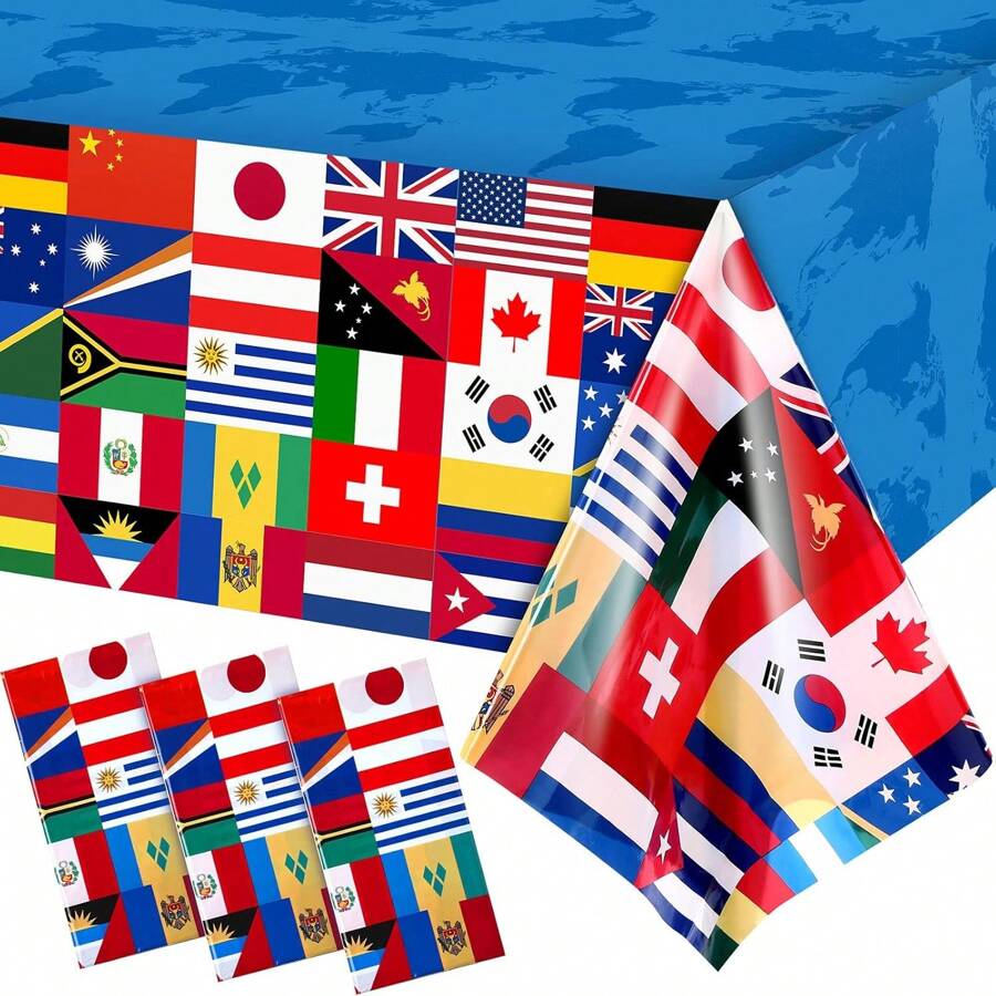 1/3 Packs 54 X 108 Inch International Flag Table Cover Patriotic Table ...