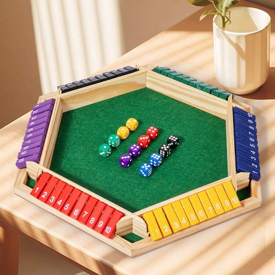 6-Sided Wooden Flip Number Board Game, Bar Dice Game, Multi-Player ...