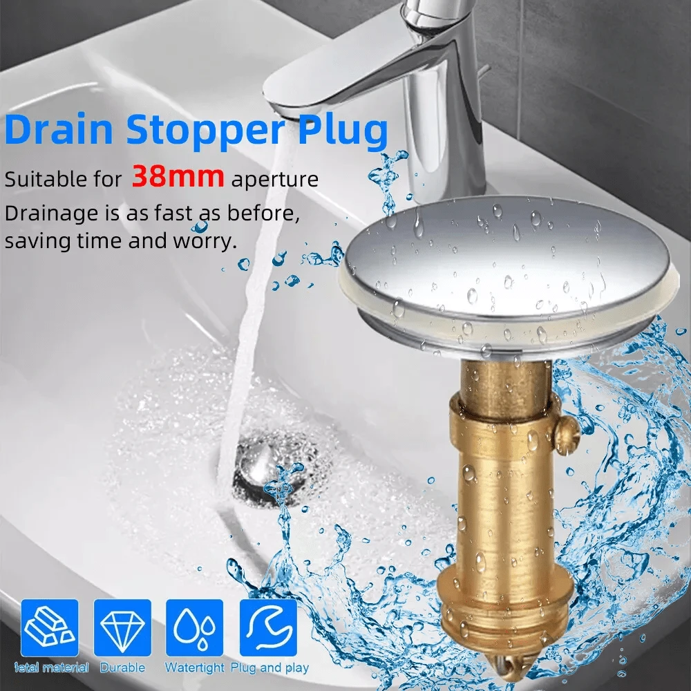 Bathroom Pop Up Basin Waste Chrome Sink Easy Push Button Click Clack ...