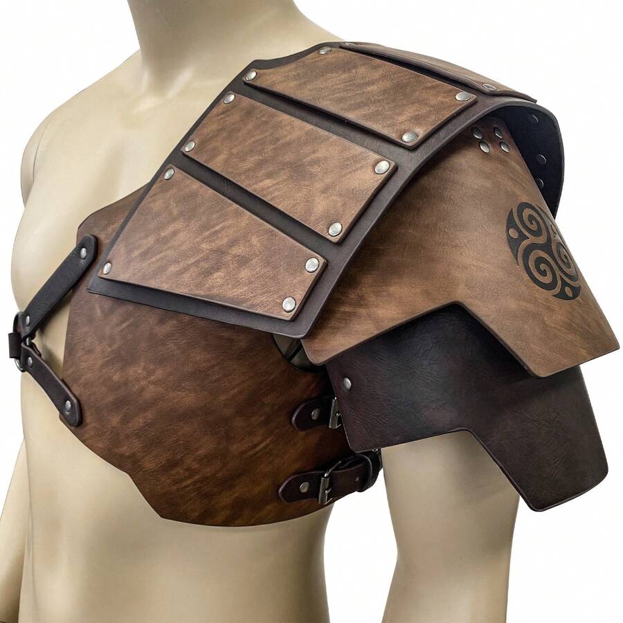 Vintage Viking Faux Leather Pauldron, Retro Medieval Knight Shoulder ...