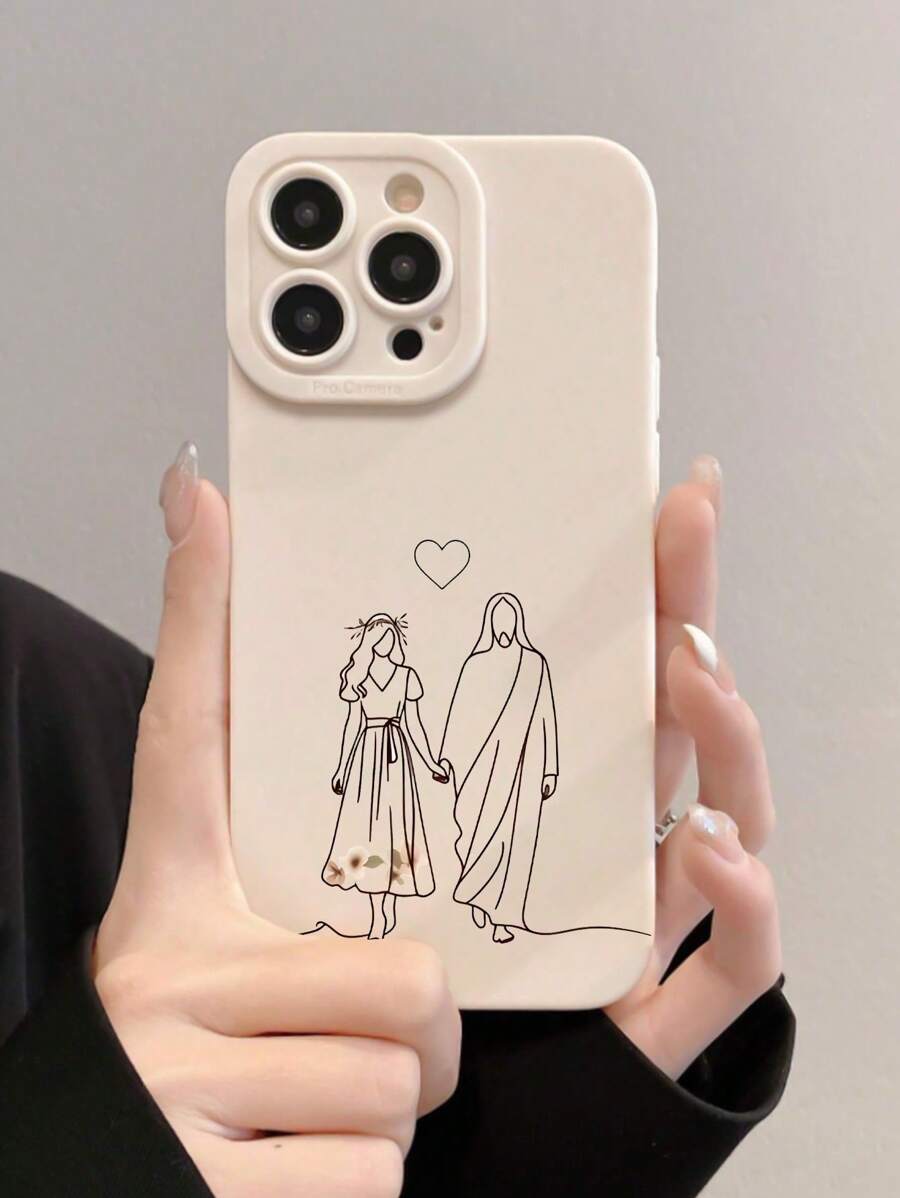 1pc Jesus Pattern White Background Full Coverage Shockproof Phone Case ...