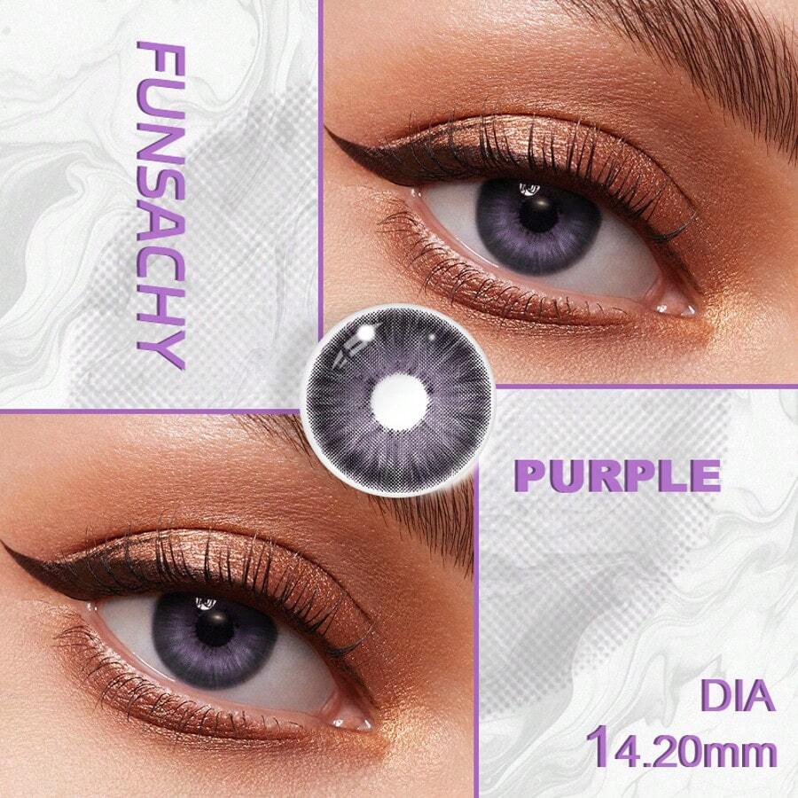 1 paio di lenti a contatto marroni naturali per gli occhi Colorcon con lenti blu, pupille grigie ...