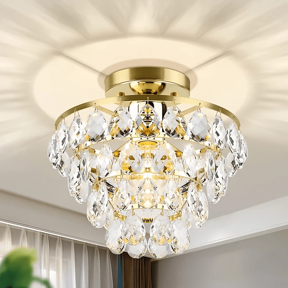 1 Pc Crystal Chandelier, Crystal Ceiling Light, Loft Light, Semi ...