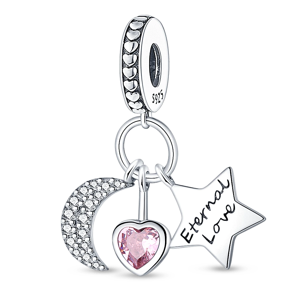 925 Silver Plated Sun And Moon Charm Moon And Star Tassel Charm ...