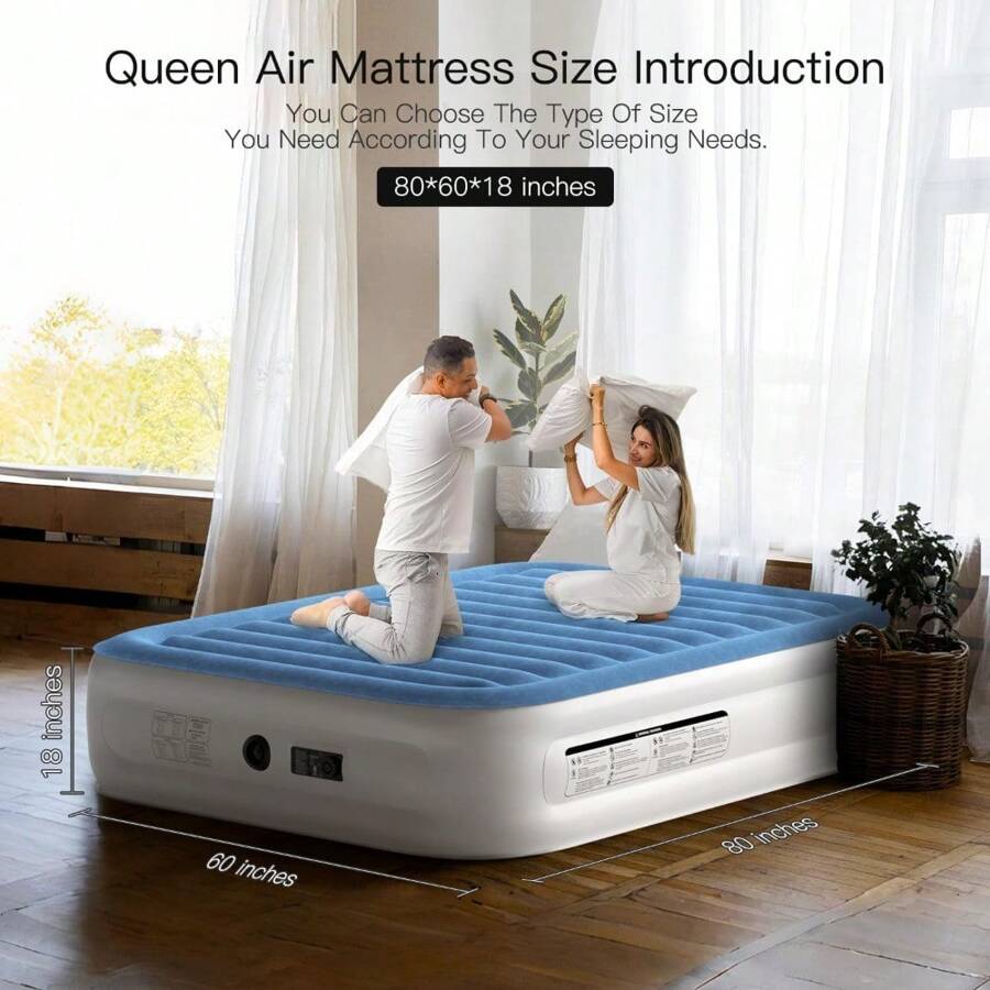Queen Air Mattress 18 Inches High King Air Bed Mattress With Built In ...