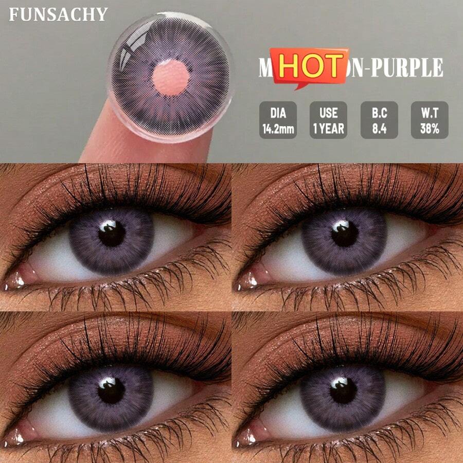 1 paio di lenti a contatto marroni naturali per gli occhi Colorcon con lenti blu, pupille grigie ...