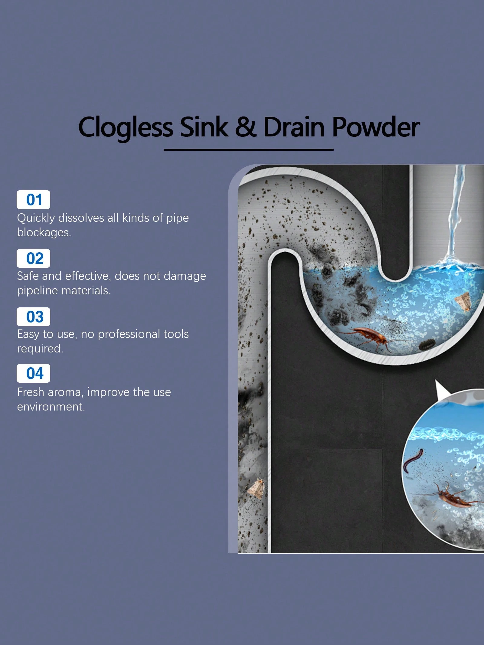 Pipe Unclogging Powder, Super Strength Drain Cleaner - It Can Quickly ...