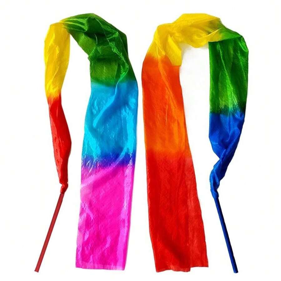1.5m/2m Dance Streamer Gymnastics Dance Ribbons Belly Dance Real Silk ...