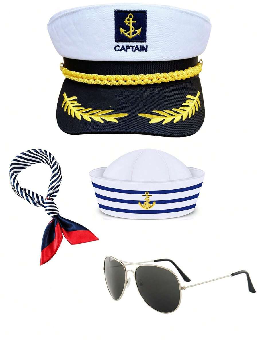 Party Sailor Hat, Solid Color Festival Nautical Cap, Round Top Six ...