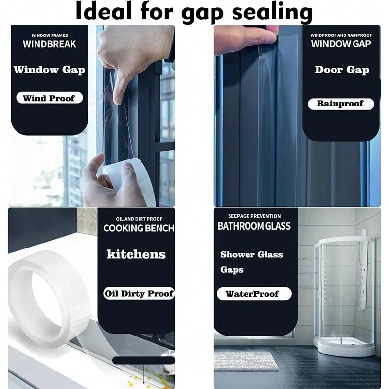 Transparent Window Weather Seal Tape, Weather-Stripping No Residue ...