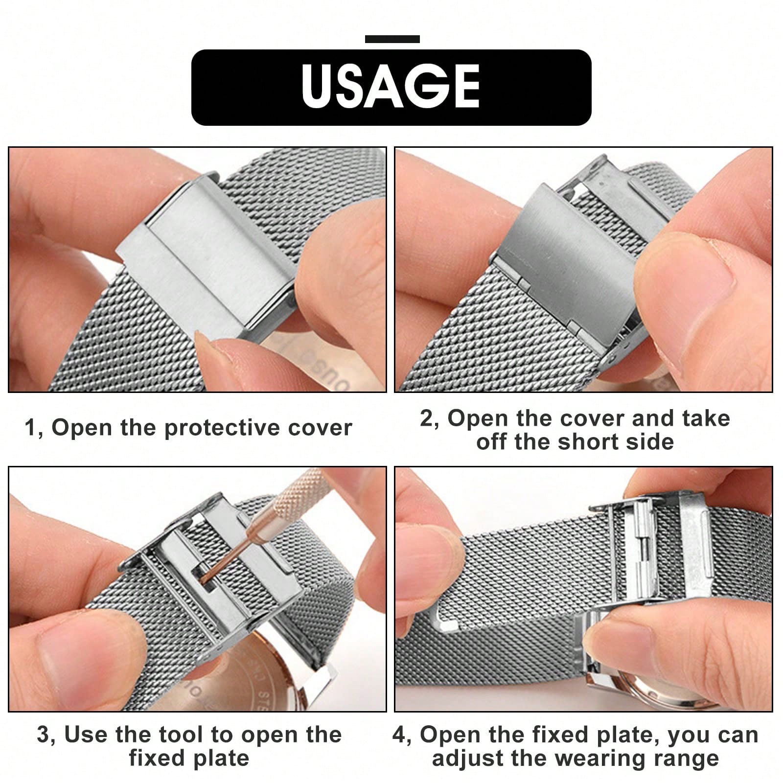 22mm Stainless Steel Mesh Watch Band For Men Women, Quick Release Mesh ...