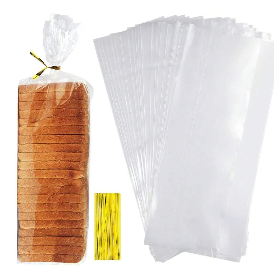 50pcs Large Bread Bags With Ties Clear Bulk Bread Bags For Homemade ...