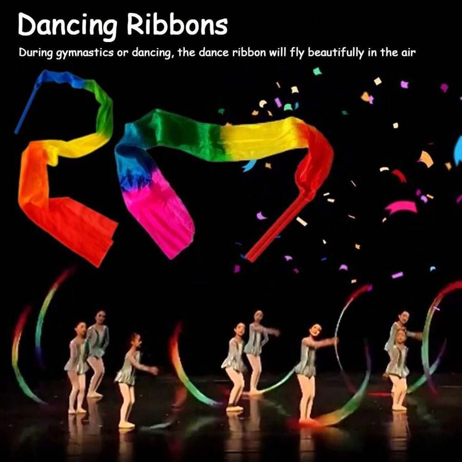 1.5m/2m Dance Streamer Gymnastics Dance Ribbons Belly Dance Real Silk ...