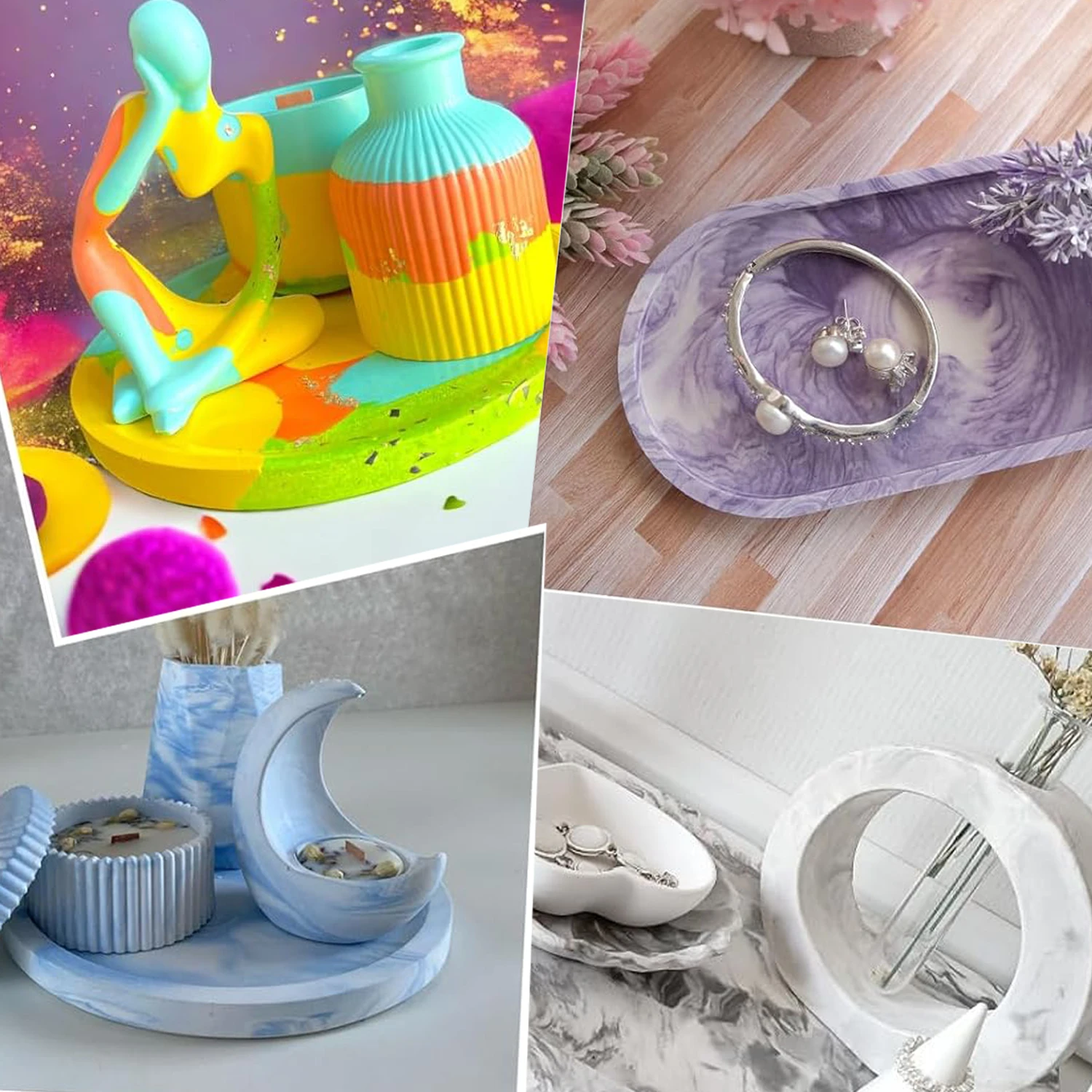 500g Resin Casting Powders Kit With Coaster Mold Pigment Water ...