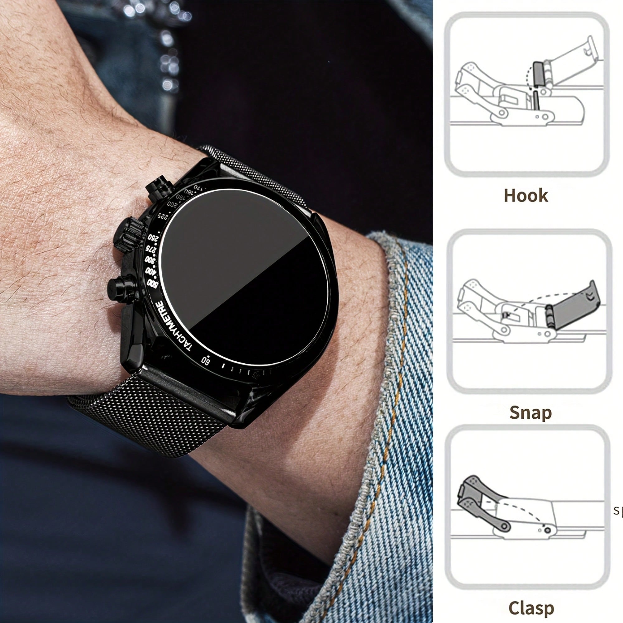 22mm Stainless Steel Mesh Watch Band For Men Women, Quick Release Mesh ...