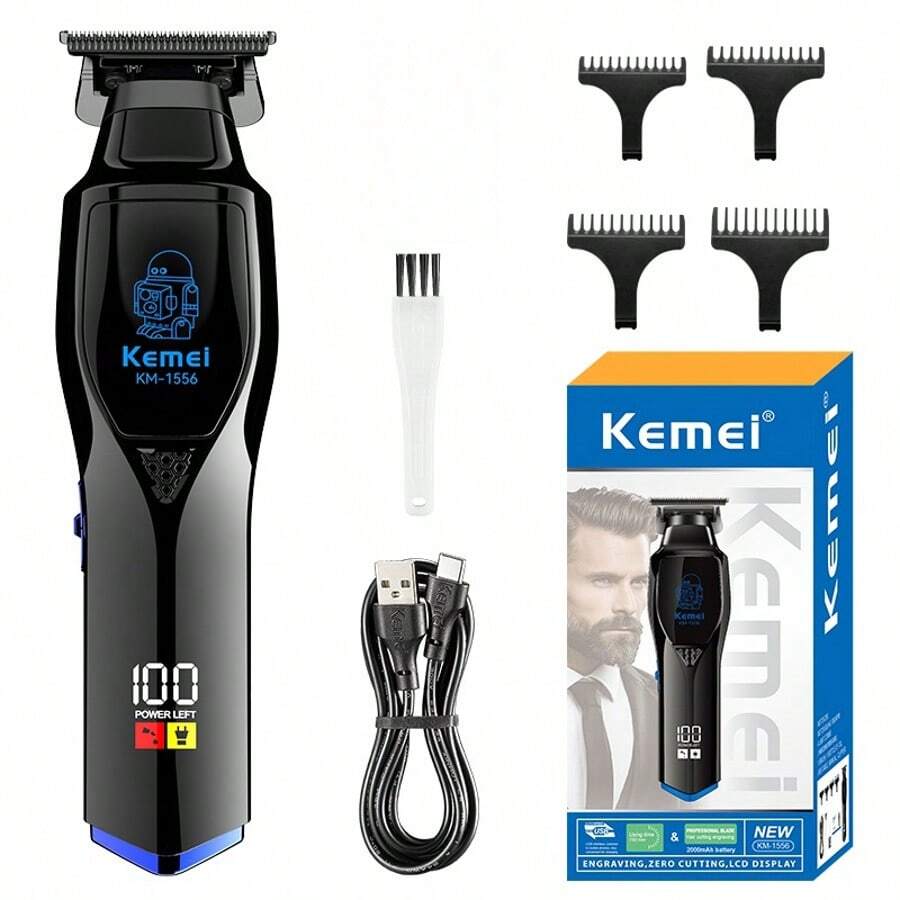 KEMEI KM-1556 Professional Barber Hair Trimmer Cordless Trimmer Electric Hair Clipper Lithium ...