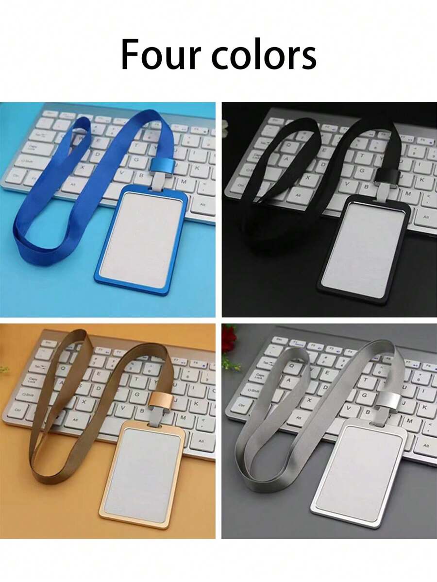 An Aluminum Alloy Work Name Badge With A Metal Lanyard, Metal ID Card ...