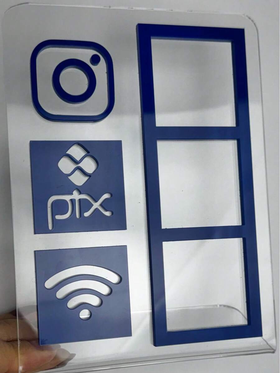 Placa Pix Acrilico 3 Em 1 Insta Wi-fi Qr Code Loja Estabelecimento ...