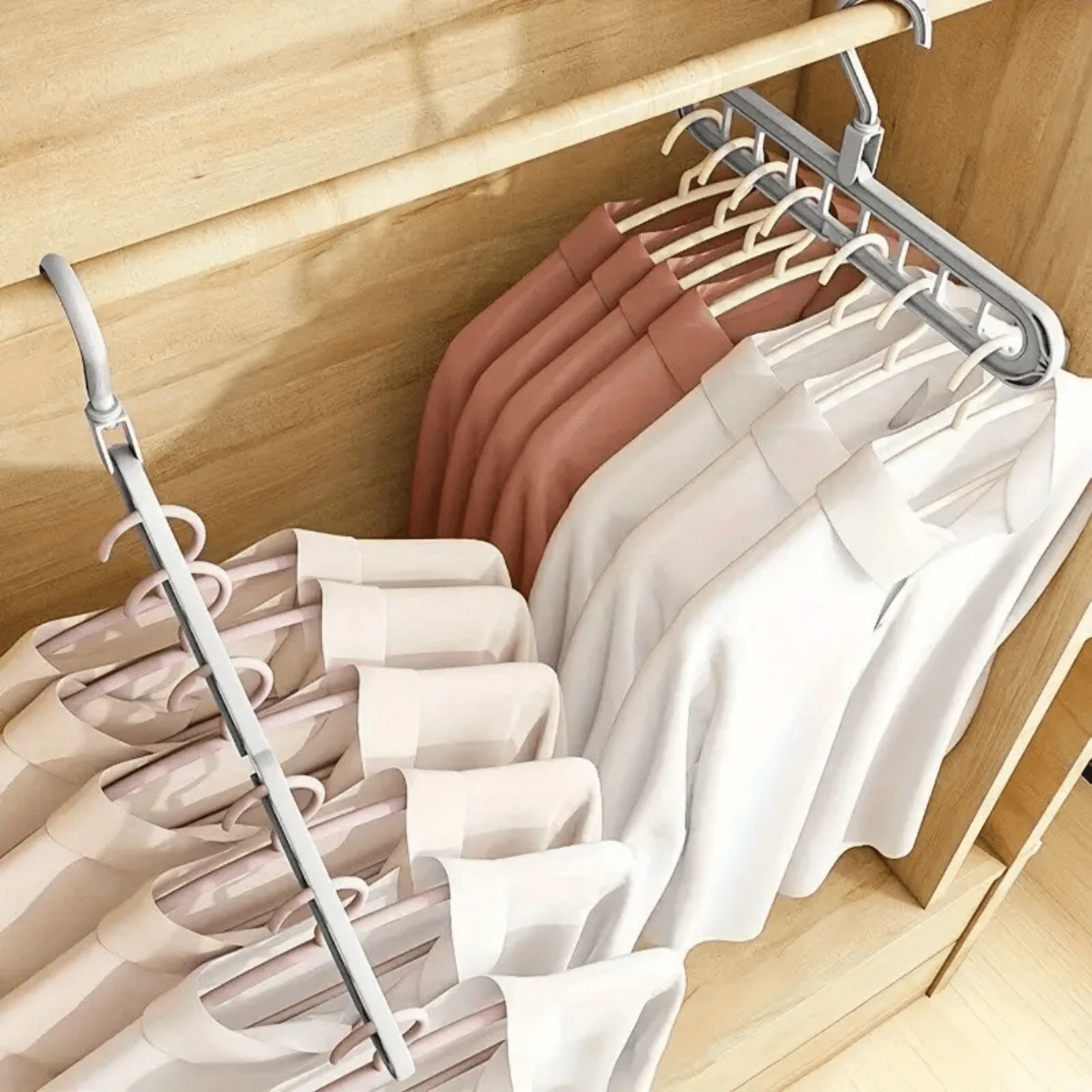 5 Packs Space-Saving Multi-Position Folding Plastic Hangers, 9-Hole ...
