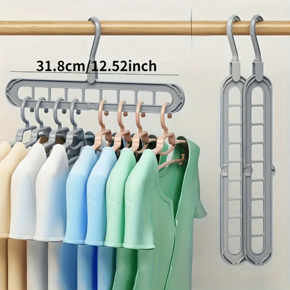 5 Packs Space-Saving Multi-Position Folding Plastic Hangers, 9-Hole ...