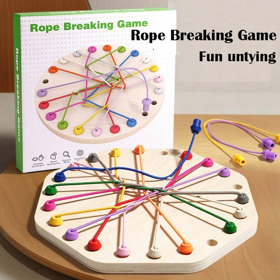 Wooden Rope Tangle Puzzle Toy, Enhances Logic Thinking And ...