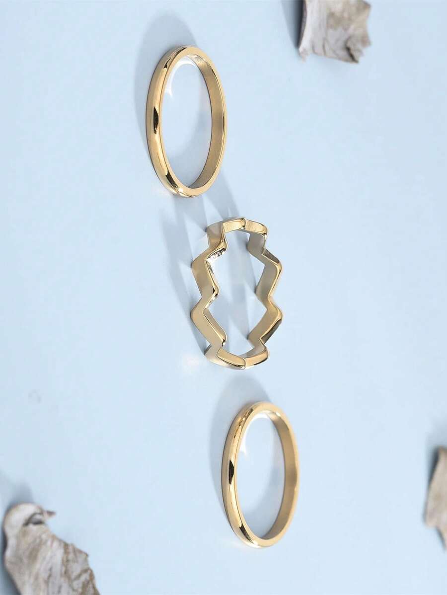3pcs/Set Shiny Grooved Wavy Rings, Simple Fashion Set, Gifts For Girlfriend for Sale Australia ...
