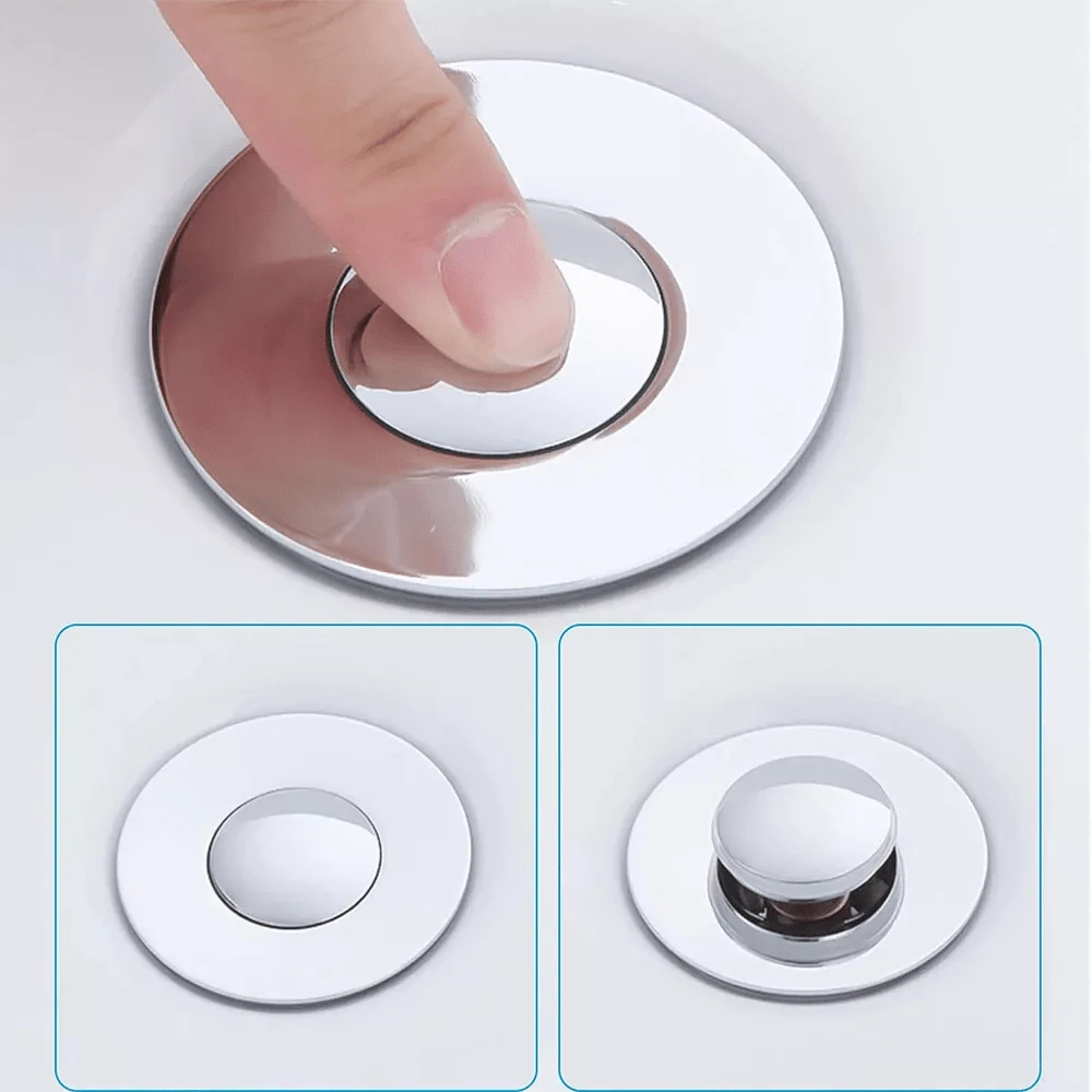 Bathroom Pop Up Basin Waste Chrome Sink Easy Push Button Click Clack ...