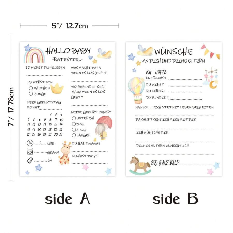 10pcs Gender Reveal Baby Shower Game Cards, Riddles For Baby Reveal ...