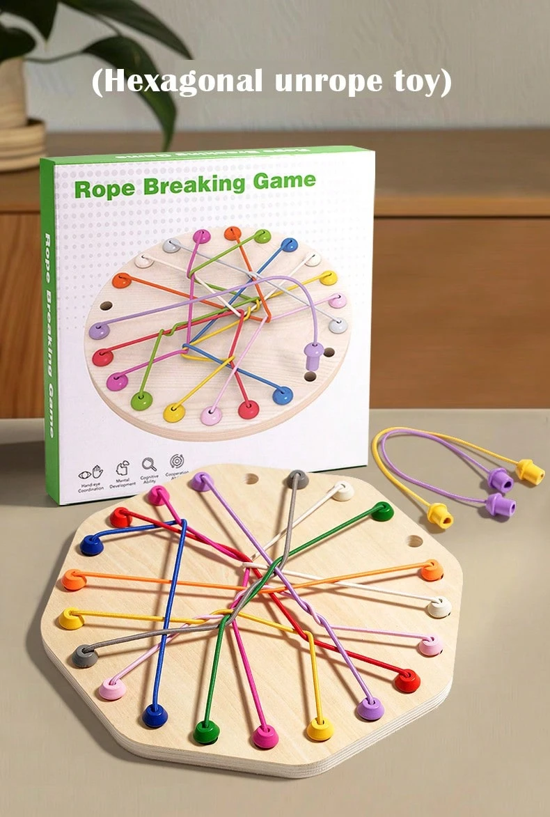 Wooden Rope Tangle Puzzle Toy, Enhances Logic Thinking And ...