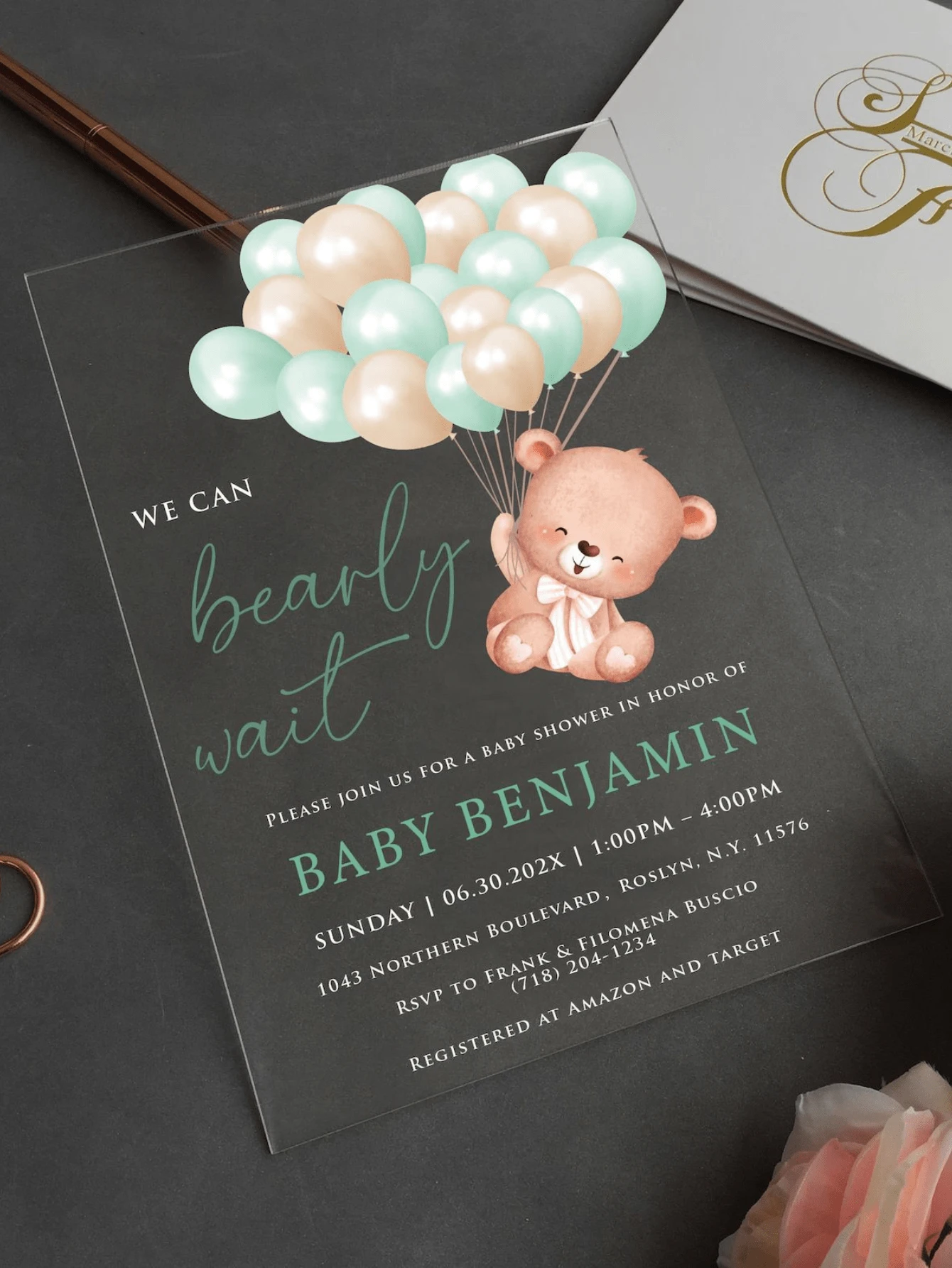 Custom Made Acrylic Invitation Cards For Christening, Birthday Parties ...