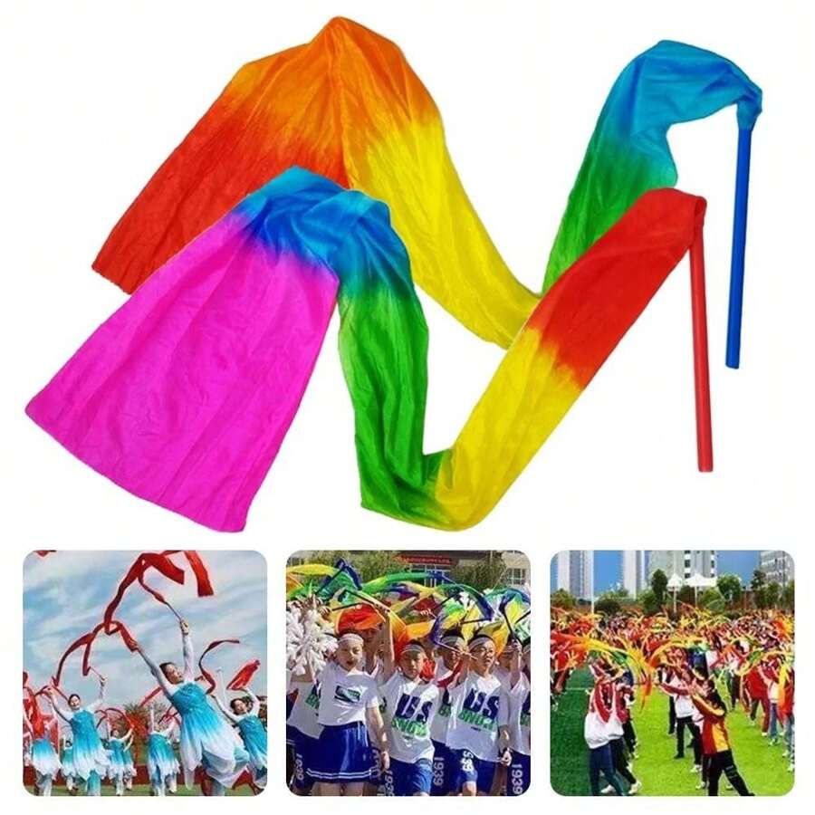 1.5m/2m Dance Streamer Gymnastics Dance Ribbons Belly Dance Real Silk ...