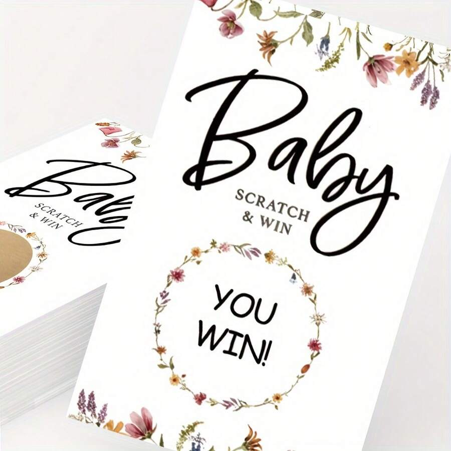 50pcs Floral Themed Baby Shower Scratch Game Tickets, Gender Neutral ...