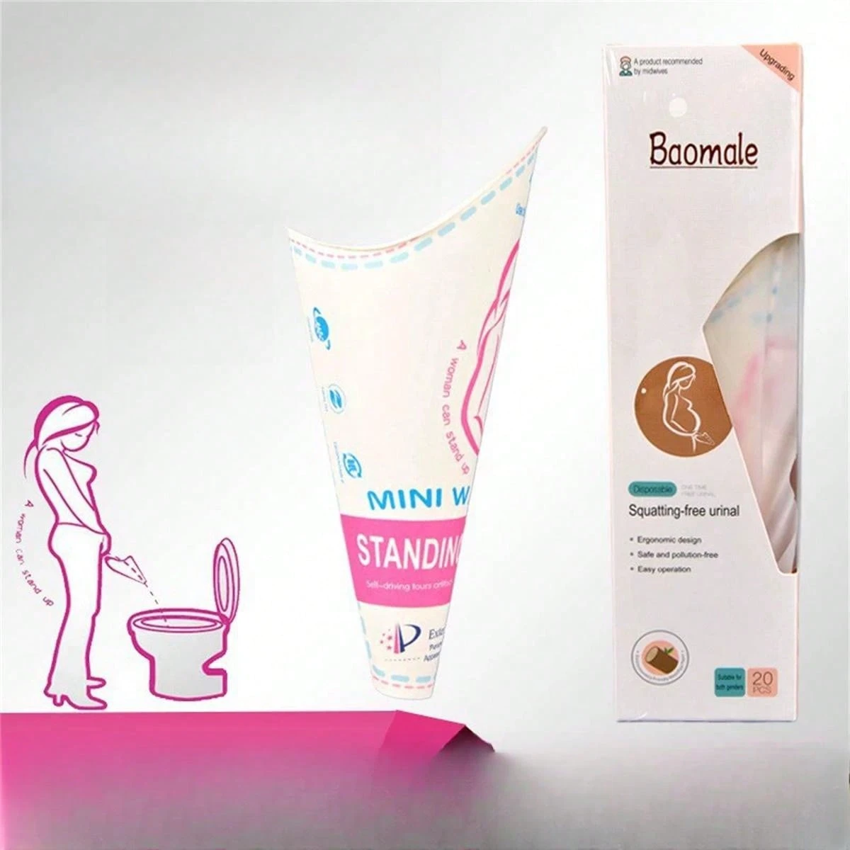 20pcs Female Urinal Funnel, Disposable Standing Urination Potty For ...