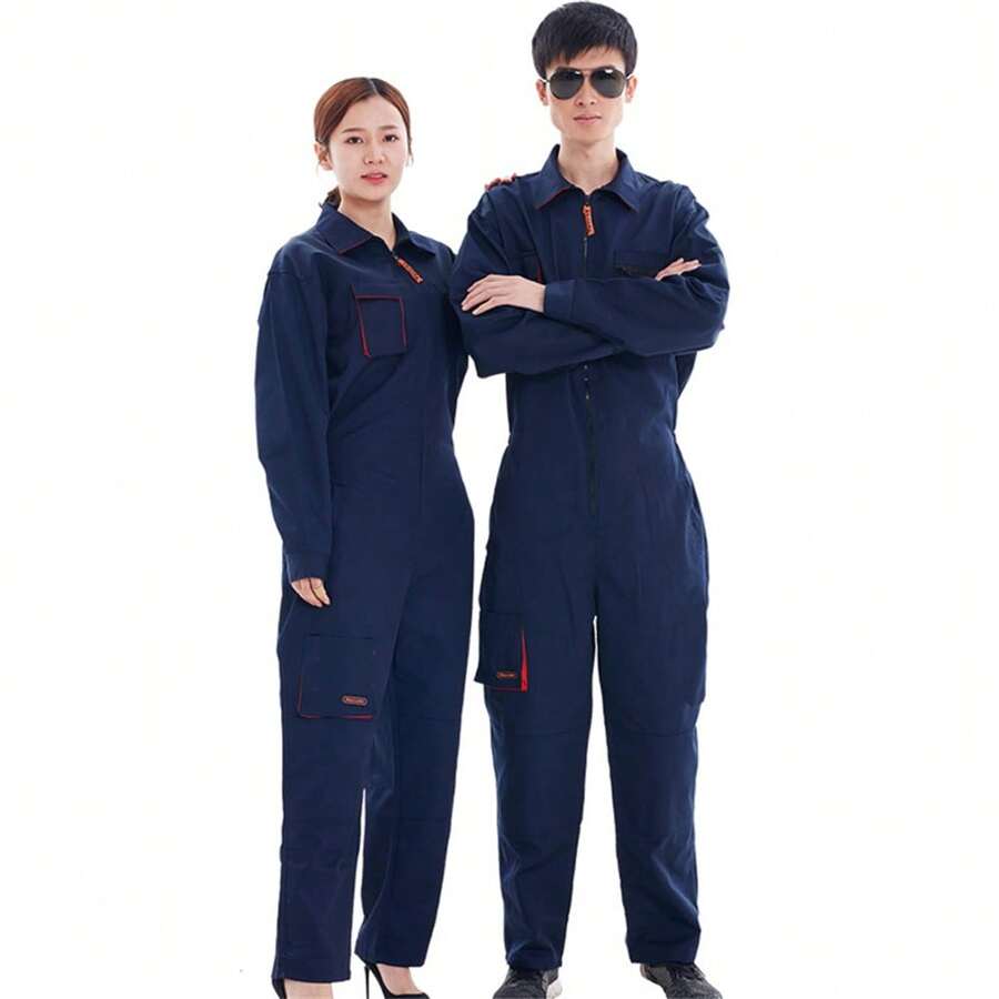 2025 Solid Color Zipper Long Sleeved Safety Uniform Jumpsuit, Men's And ...