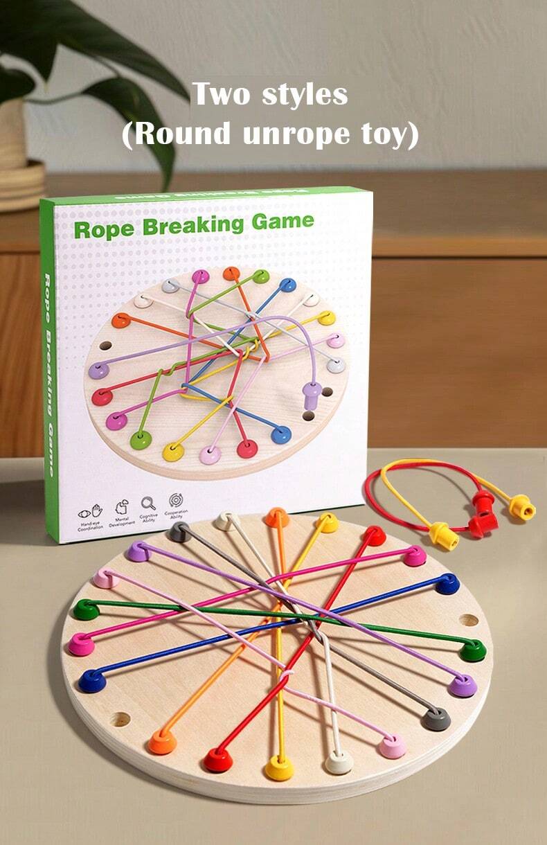 Wooden Rope Tangle Puzzle Toy, Enhances Logic Thinking And Concentration, Interactive Board Game ...