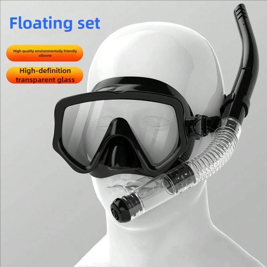 Snorkeling Mask Double Tube Silicone Full Dry Diving Mask Adult ...
