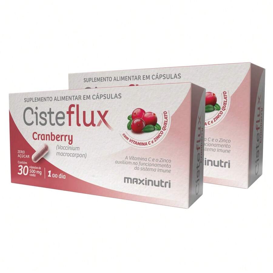 Kit 2 Cisteflux Cranberry Vitamina C + Zinco 30 Cápsulas Maxinutri | SHEIN Brasil