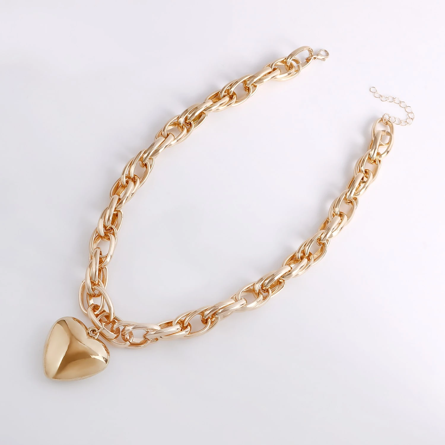 1pc Fashion Hollow Thick O-Shape Chain With Big Heart Pendant Necklace ...